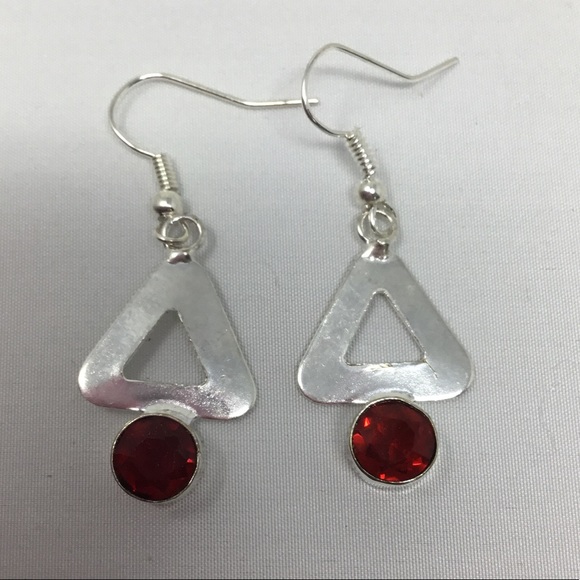 Hand Crafted | Jewelry | 925 Sterling Silver Red Stone Drop Pierced ...